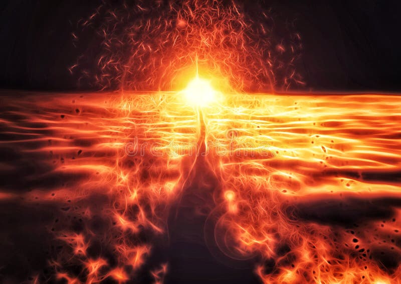3d Illustration of Scorching Flames Burning in the Dark Stock ...