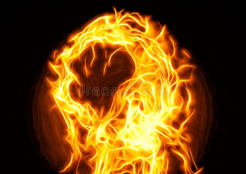 3d Illustration of Scorching Flames Burning in the Dark Stock ...