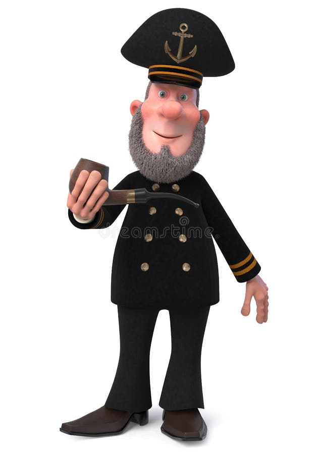 3d Illustration Sea Captain with Smoking Pipe Stock Illustration ...