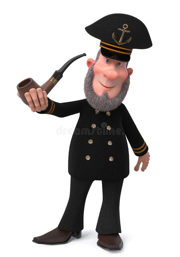 3d Illustration Sea Captain with Smoking Pipe Stock Illustration ...