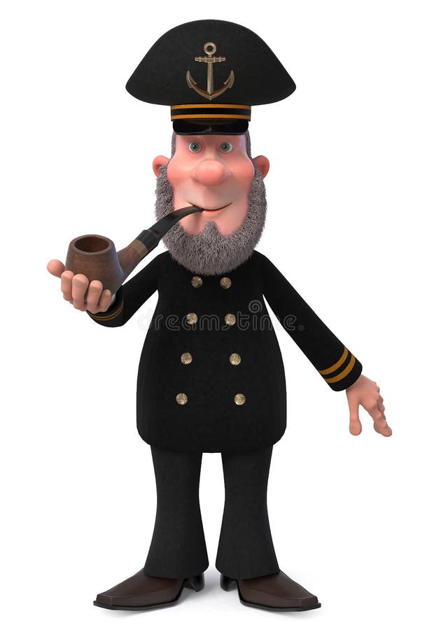 3d Illustration Sea Captain with Smoking Pipe Stock Illustration ...