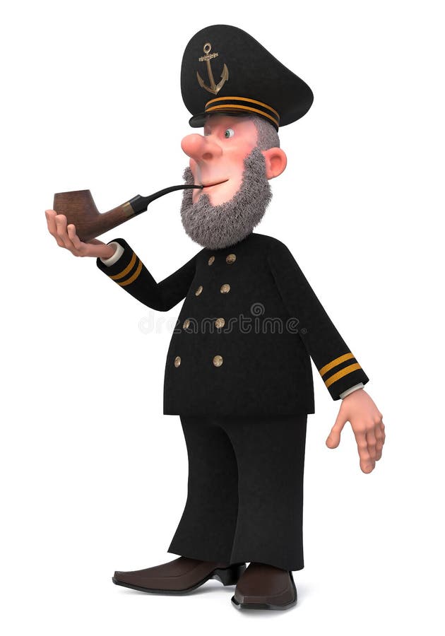 3d Illustration Sea Captain with Smoking Pipe Stock Illustration ...