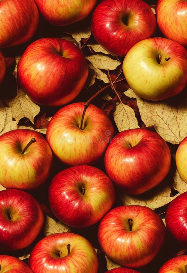 3d Illustration Seamless Pattern of Red Apples in a Top View Stock ...