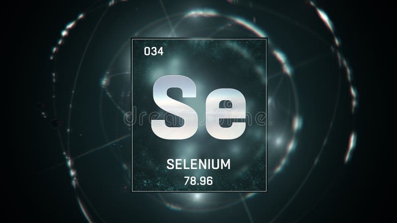 Selenium As Element 34 of the Periodic Table 3D Illustration on Grey ...