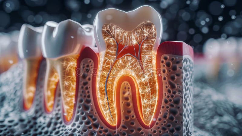 3D Illustration of a Sensitive Tooth Cross Section with Focus on ...