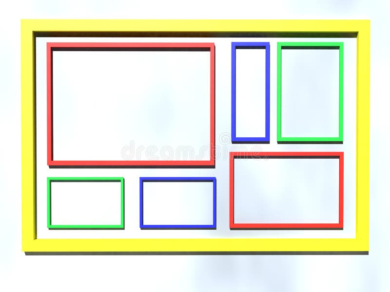 3D Illustration Series View of Frames with Different Sizes and Colors ...
