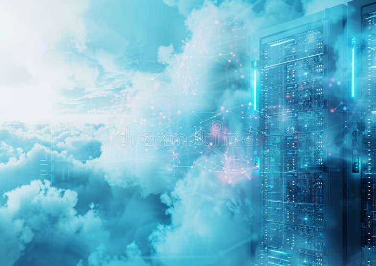 A 3D Illustration of a Server Rack on an Abstract Background. Stock ...