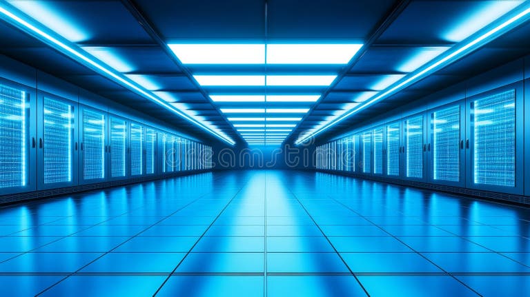 3D Illustration of Server Racks in a Modern Data Center Server Room ...