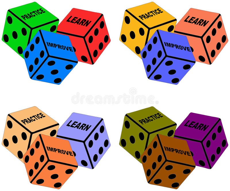 Learn Practice Improve Words 3 Red Dice Stock Illustration ...