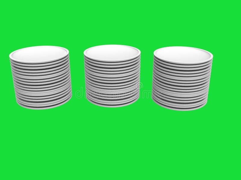 3D Illustration - Set of Plate Stacks - Green Screen Background Stock ...