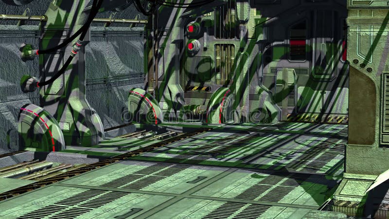 Shadows Moving Across a Wall in Space Ship Stock Illustration ...