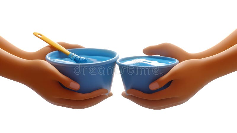 3D Illustration: Sharing Blue Paint Stock Illustration - Illustration ...