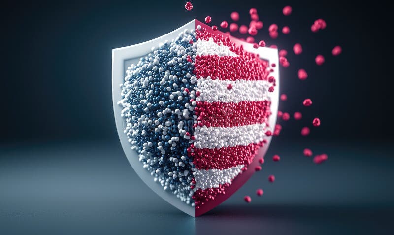 A 3D Illustration of a Shield with an American Flag Design Representing ...