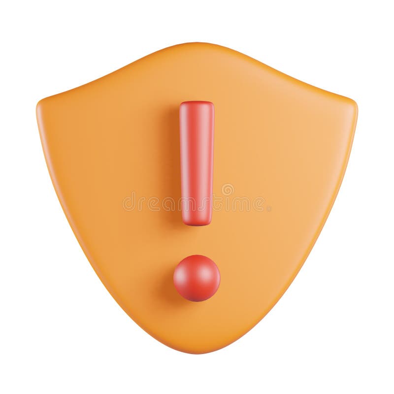 Shield Exclamation Sign 3D Icon Stock Image - Illustration of symbol ...
