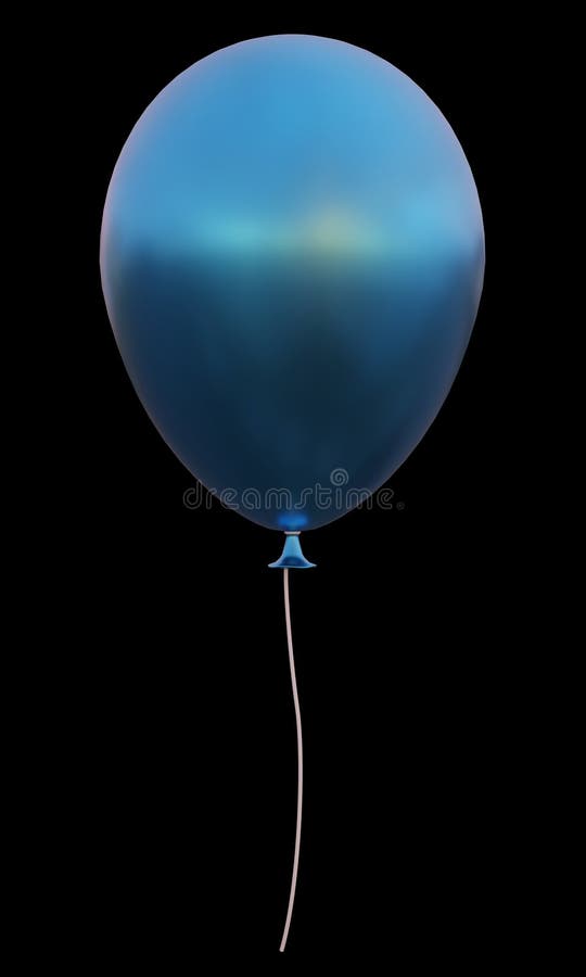 3d Illustration of a Shiny Blue Balloon Tied with White Rope. Stock ...