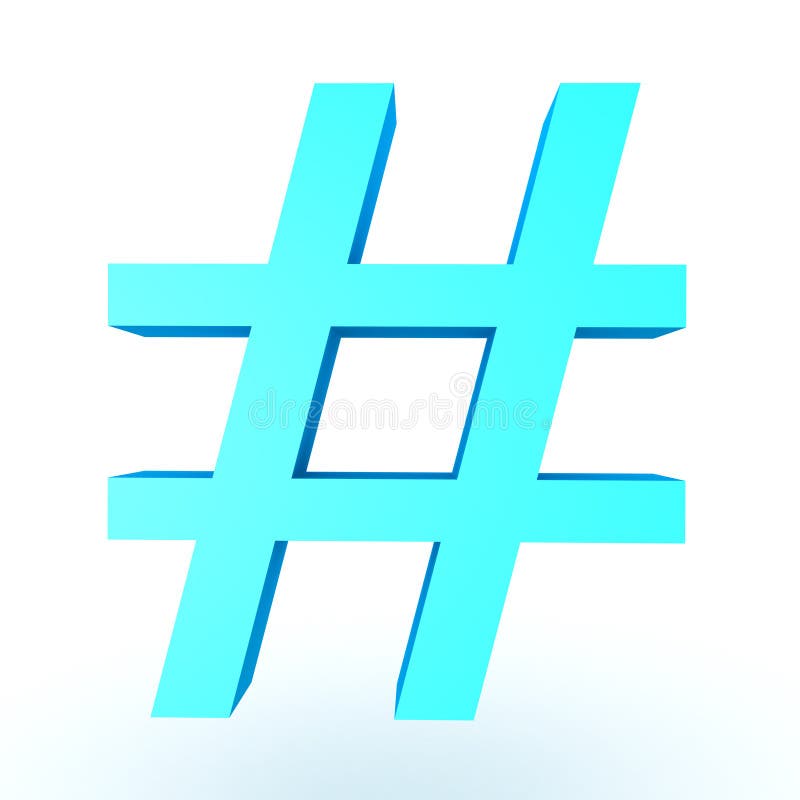 3D Illustration of Shiny Blue Hashtag or Pound Sign Stock Illustration ...