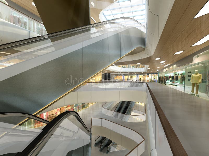 3d Illustration of a Shopping Mall Stock Illustration - Illustration of ...
