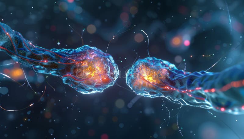 3d Illustration Showing Two Nerve Cells Interacting through a Synapse ...