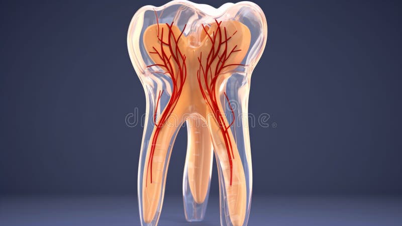 Anatomical Illustration of Tooth Nerves and Blood Vessels in a Tooth ...