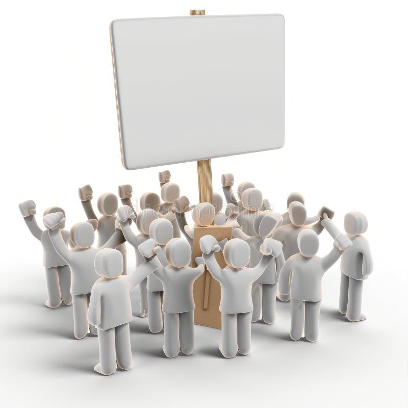 Large Blank Sign Held High Above Crowd of Excited People Stock ...