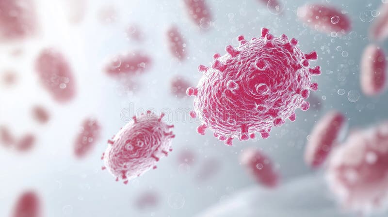 3d Illustration Shows Microbe Organisms in Lab Environment. Pink ...