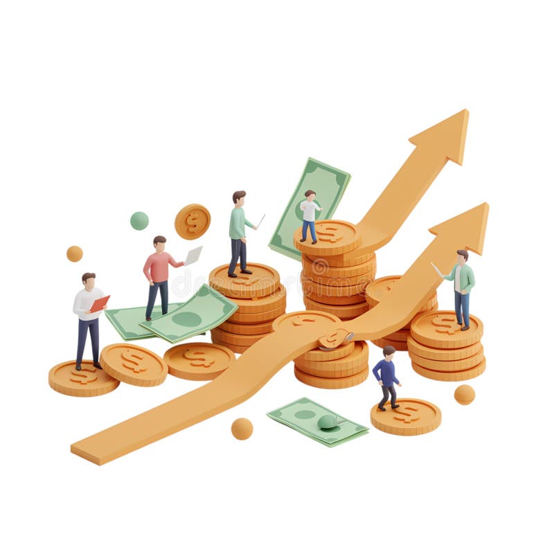 Tiny Figures Working Together for Financial Growth Stock Illustration ...