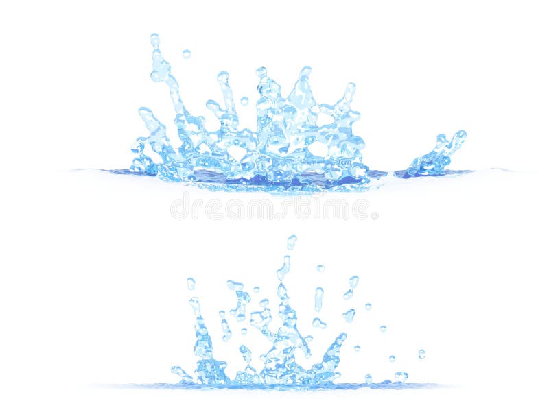3D Illustration of 2 Side Views of Nice Water Splash - Mockup Isolated ...
