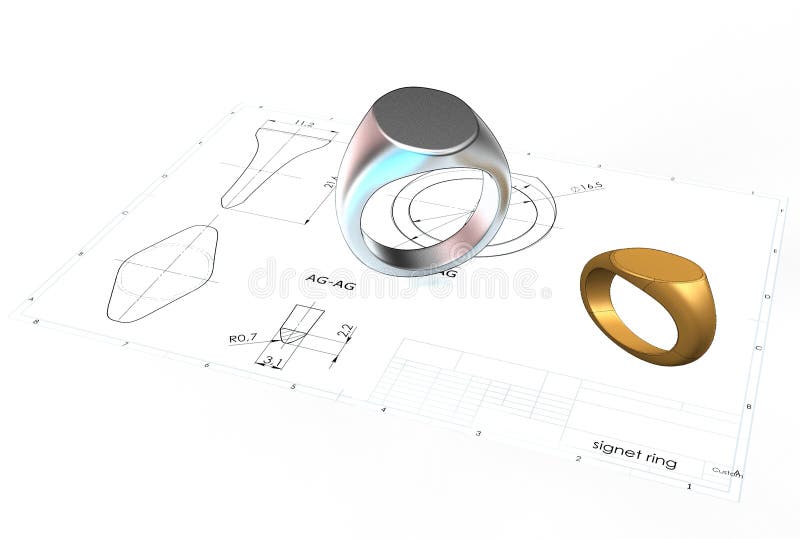 3D Illustration of Signet Ring Stock Illustration - Illustration of ...