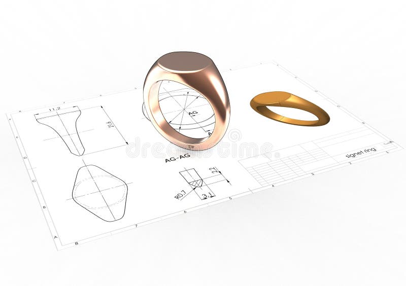 3D Illustration of Signet Ring Stock Illustration - Illustration of ...