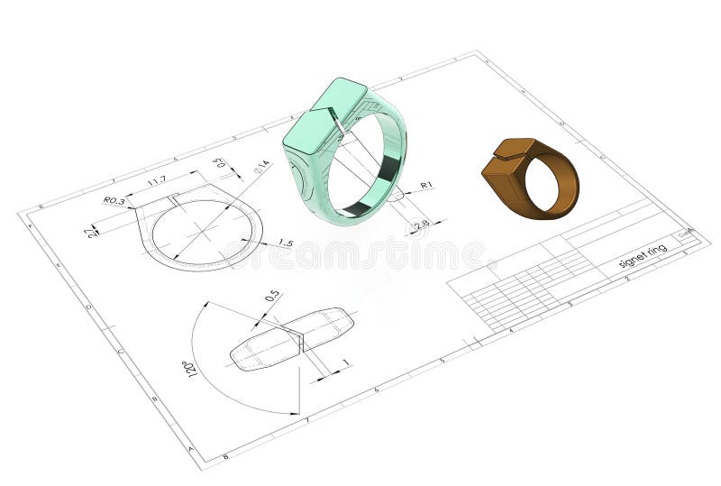 3D Illustration of Signet Ring Stock Illustration - Illustration of ...