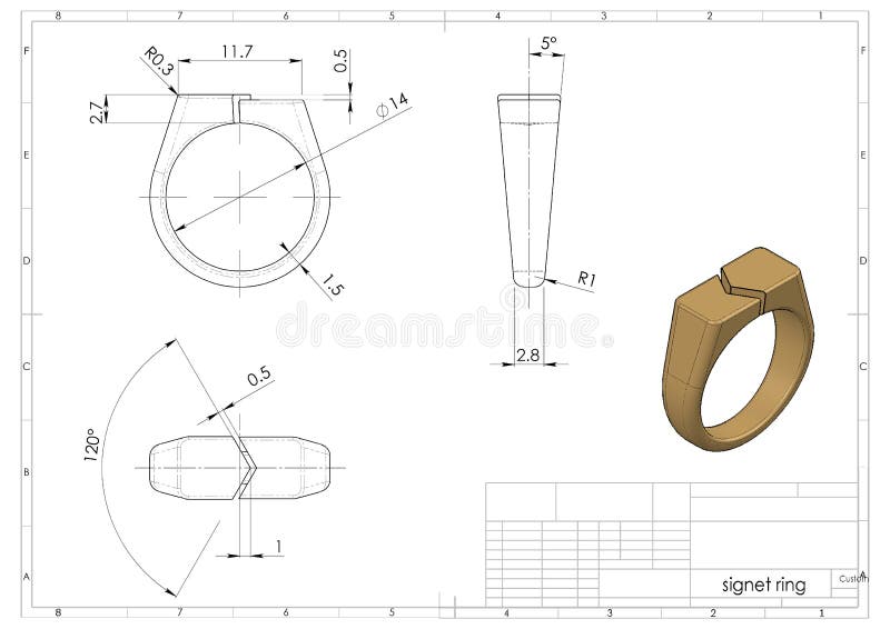3D Illustration of Signet Ring Stock Illustration - Illustration of ...