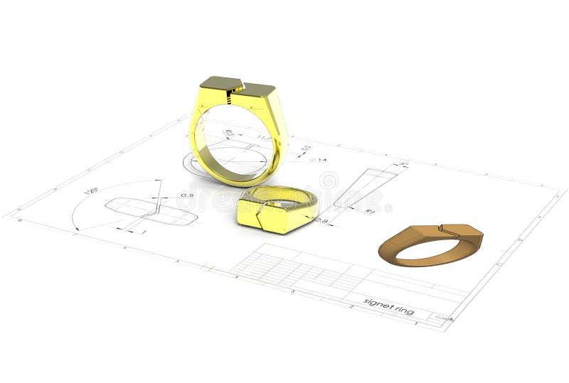 3D Illustration of Signet Ring Stock Illustration - Illustration of ...