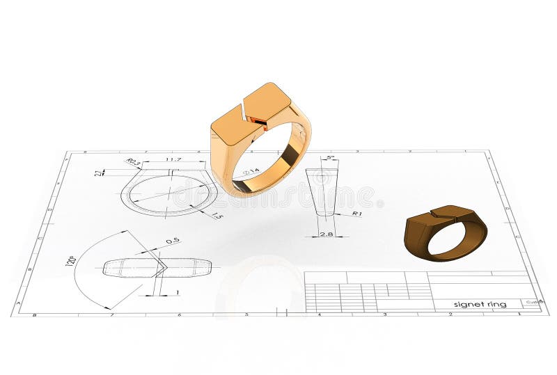 3D Illustration of Signet Ring Stock Illustration - Illustration of ...