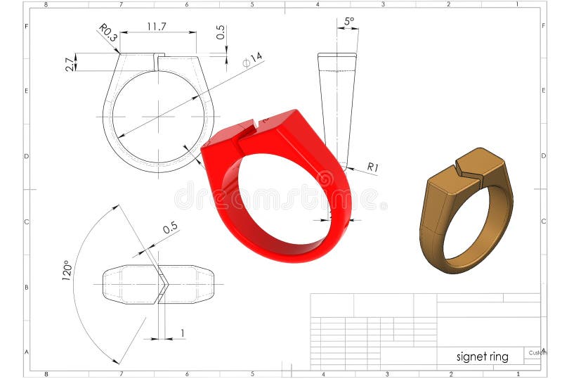 3D Illustration of Signet Ring Stock Illustration - Illustration of ...