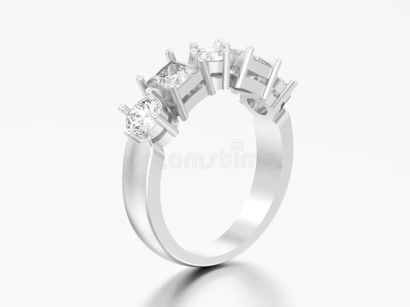 3D Illustration Silver Decorative Ring with Different Round and Stock ...