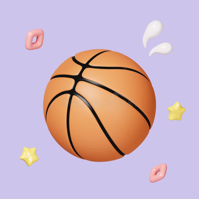 3d Illustration Simple Object Cartoon Basketball. Icon Symbol Clipping ...