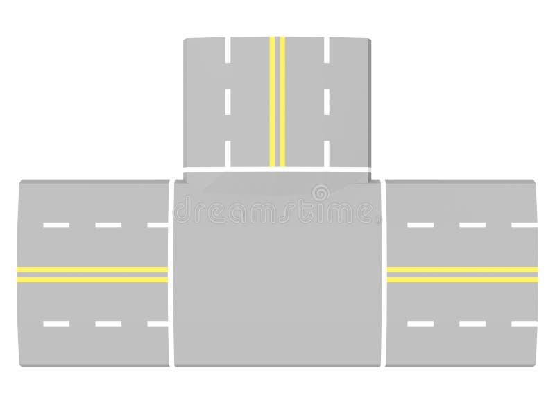 3d Illustration of Simple Road Intersection. Stock Illustration ...