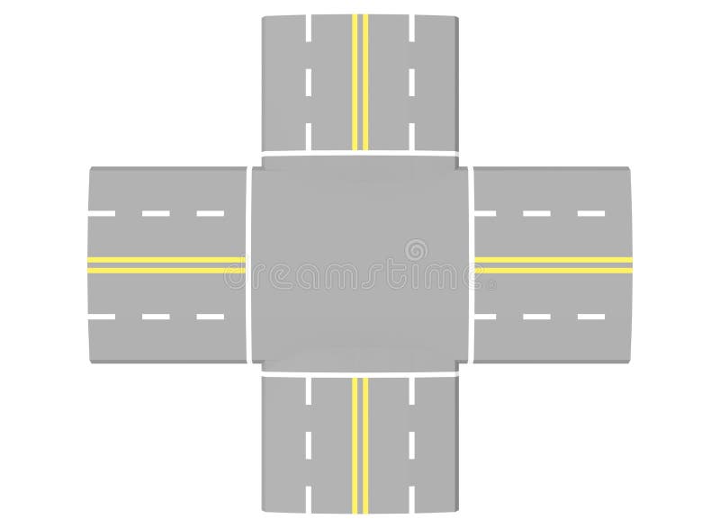 3d Illustration of Simple Road Intersection. Stock Illustration ...