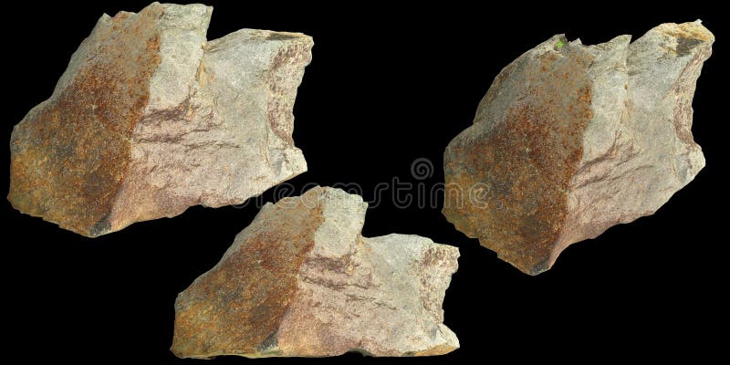 3d Illustration of Single Rocks Isolated on Black Background Stock ...