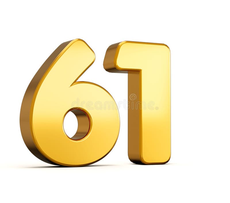 3d Illustration of 61 or Sixty One with Shadow for Web and Print Stock ...