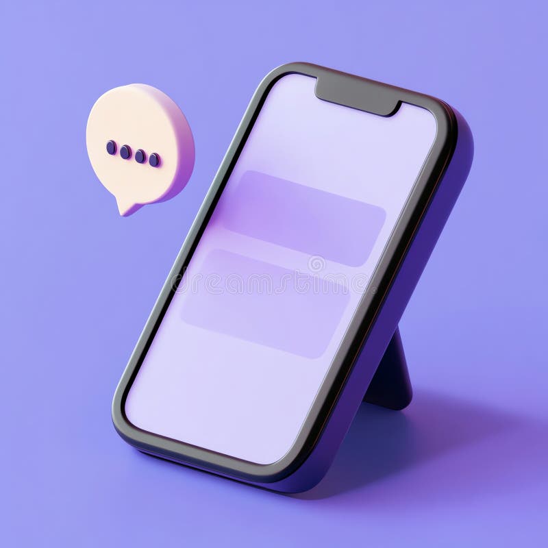 3D Illustration - Smartphone with Chat Bubble Notification Stock ...