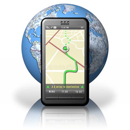 Smartphone Navigation System Maps - 3D Illustration Stock Illustration ...
