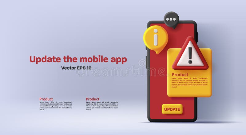 3d Illustration of a Smartphone with Warning Error Message Pop Up from ...