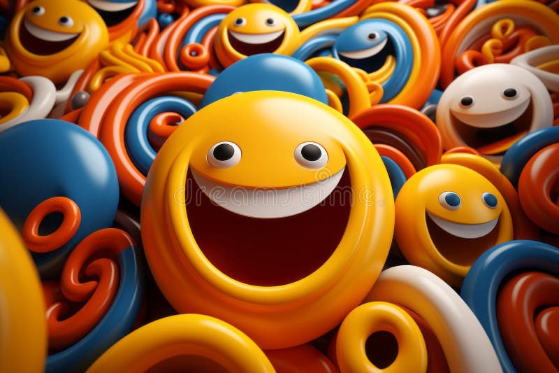 3d Illustration of a Smiley Face Surrounded by Many Colorful Objects ...