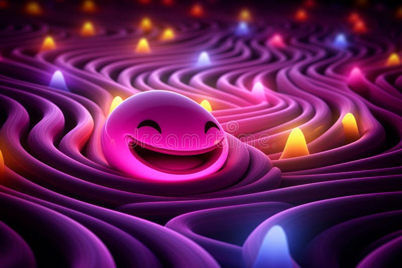 3d Illustration of a Smiley Face in a Wavy Pattern Stock Illustration ...