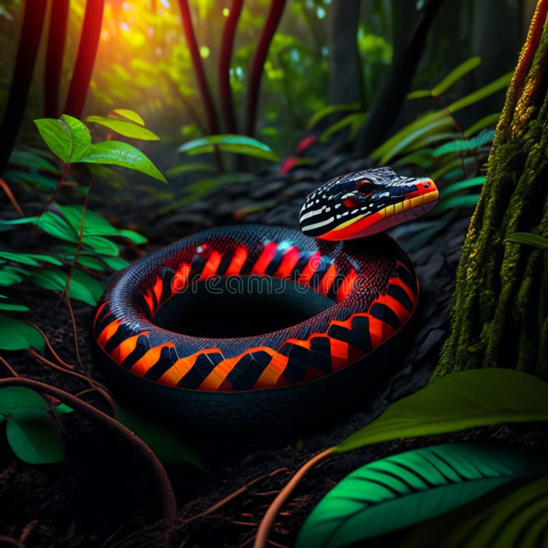 3d Illustration of a Snake in the Forest. 3d Rendering AI Generated ...