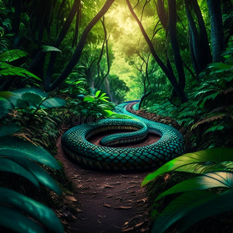 3d Illustration of a Snake on a Path in the Jungle. AI Generated Stock ...