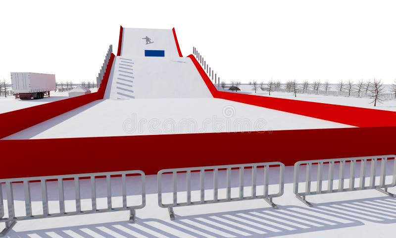 3d Illustration of a Snowboard and Freestyle Ramp Stock Illustration ...