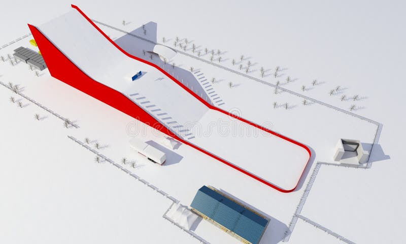 3d Illustration of a Snowboard and Freestyle Ramp Stock Illustration ...
