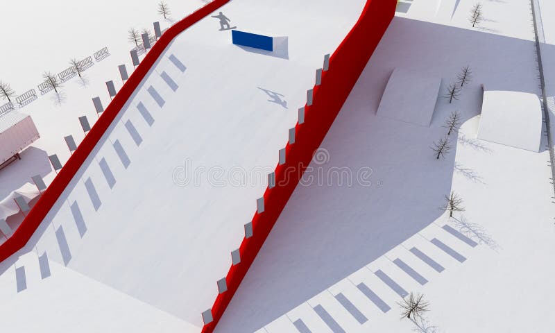 3d Illustration of a Snowboard and Freestyle Ramp Stock Illustration ...